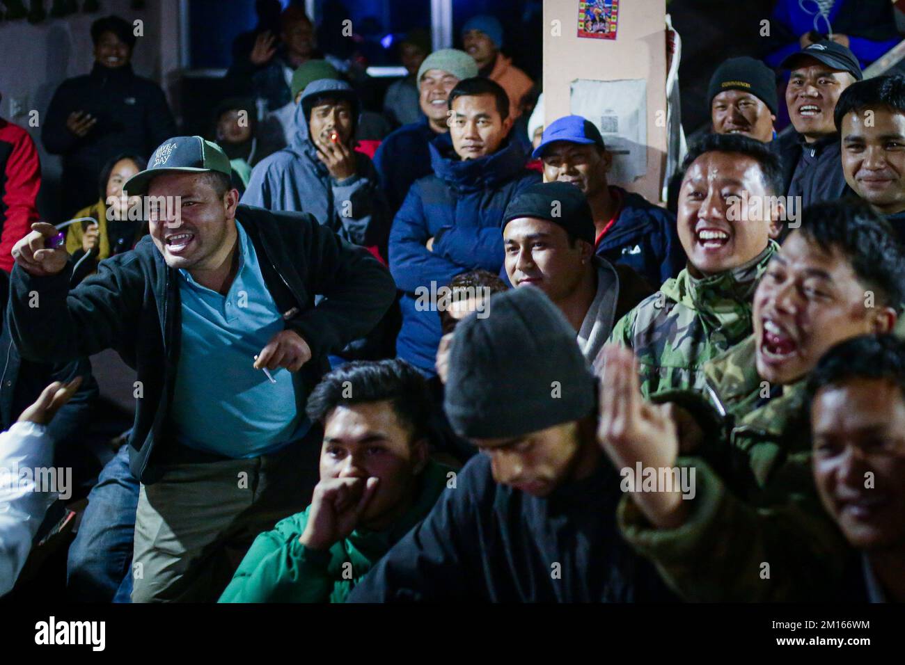 Nepal. 9th Dec, 2022. Nepali supporters of Croatia cheers while ...
