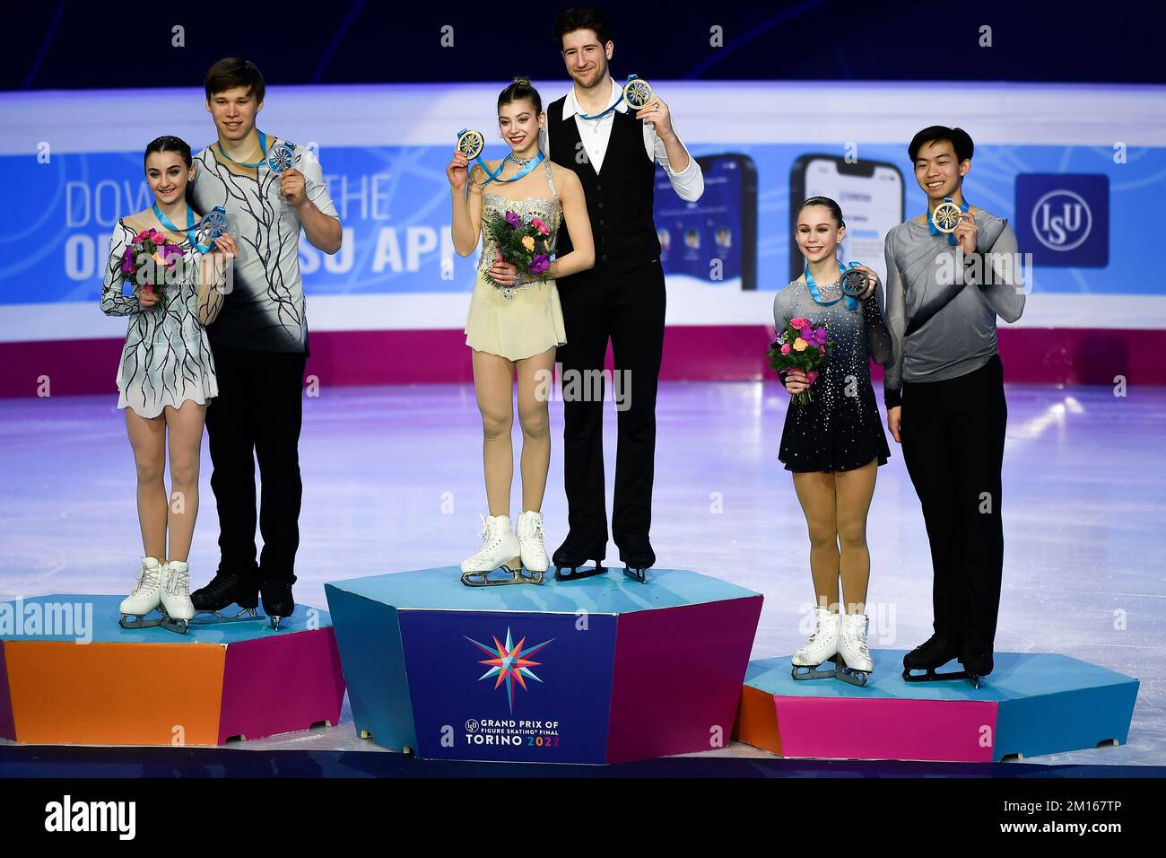 Turin, Italy. 10 December 2022. Sophia Baram, Daniel Tioumentsev ...