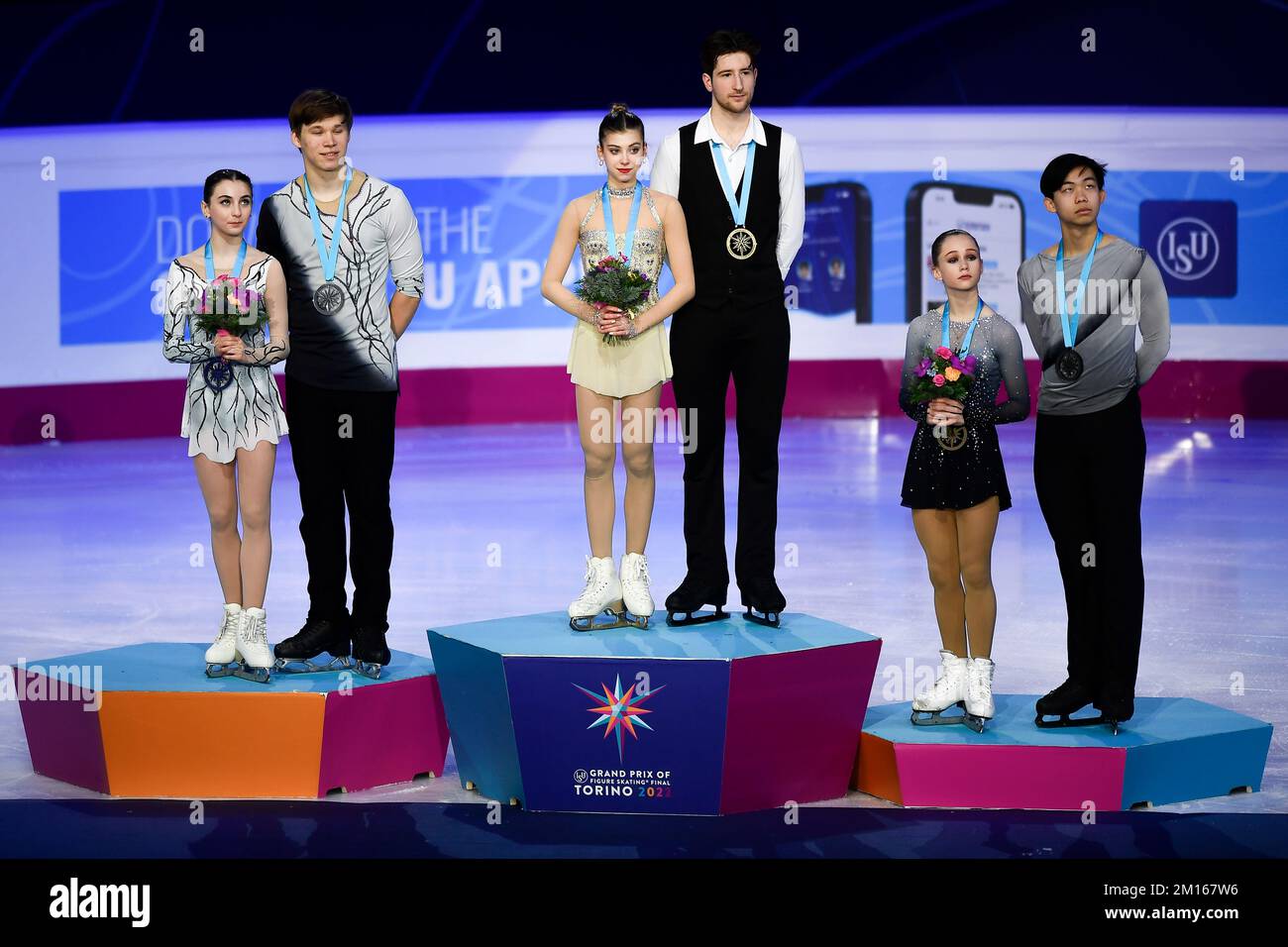 Turin, Italy. 10 December 2022. Sophia Baram, Daniel Tioumentsev ...