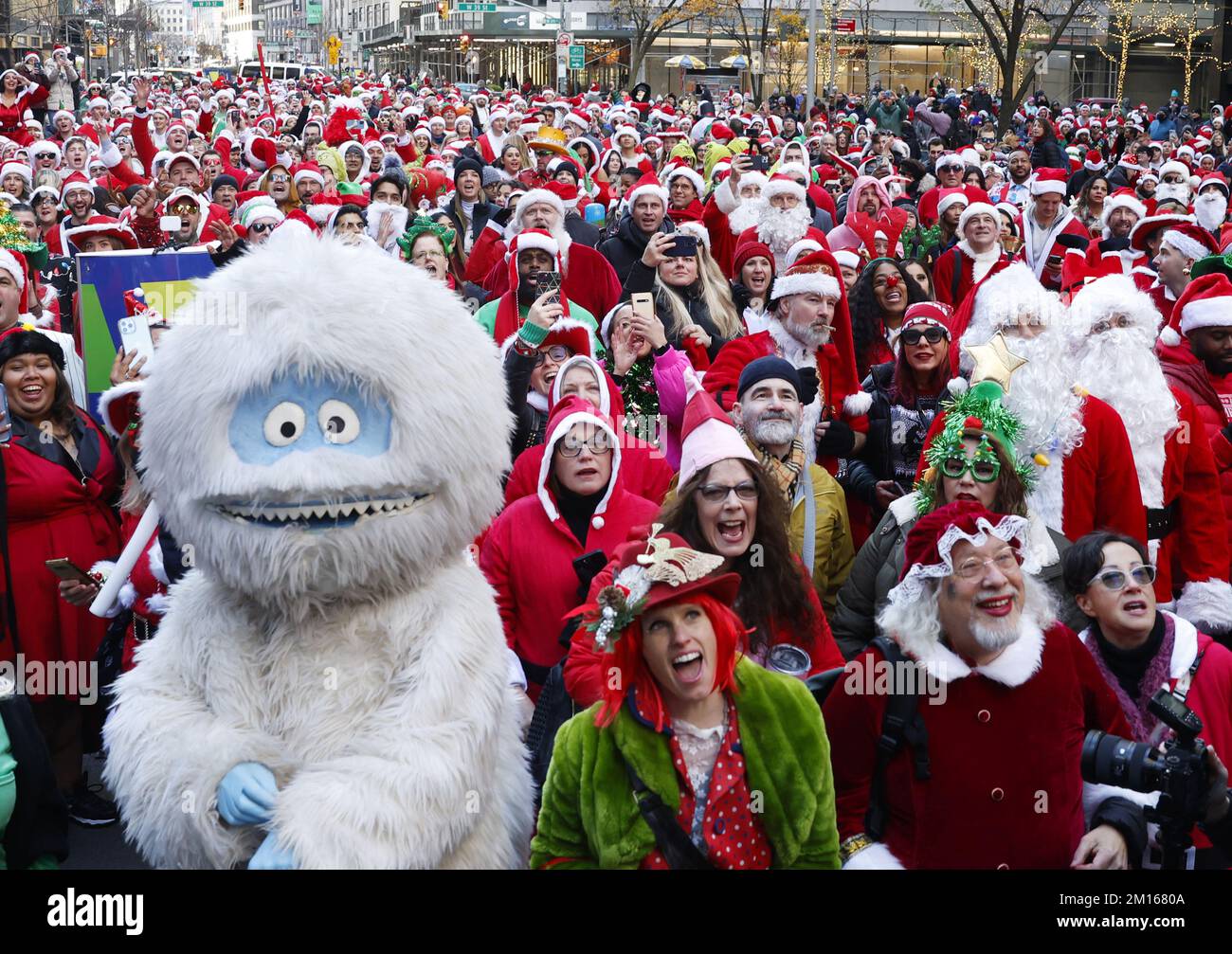 New York, United States. 09th Dec, 2022. People dressed in Santa Claus ...