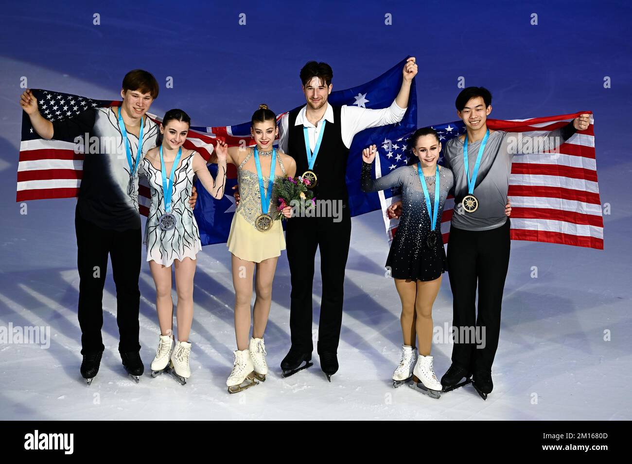 Turin, Italy. 10 December 2022. Sophia Baram, Daniel Tioumentsev ...