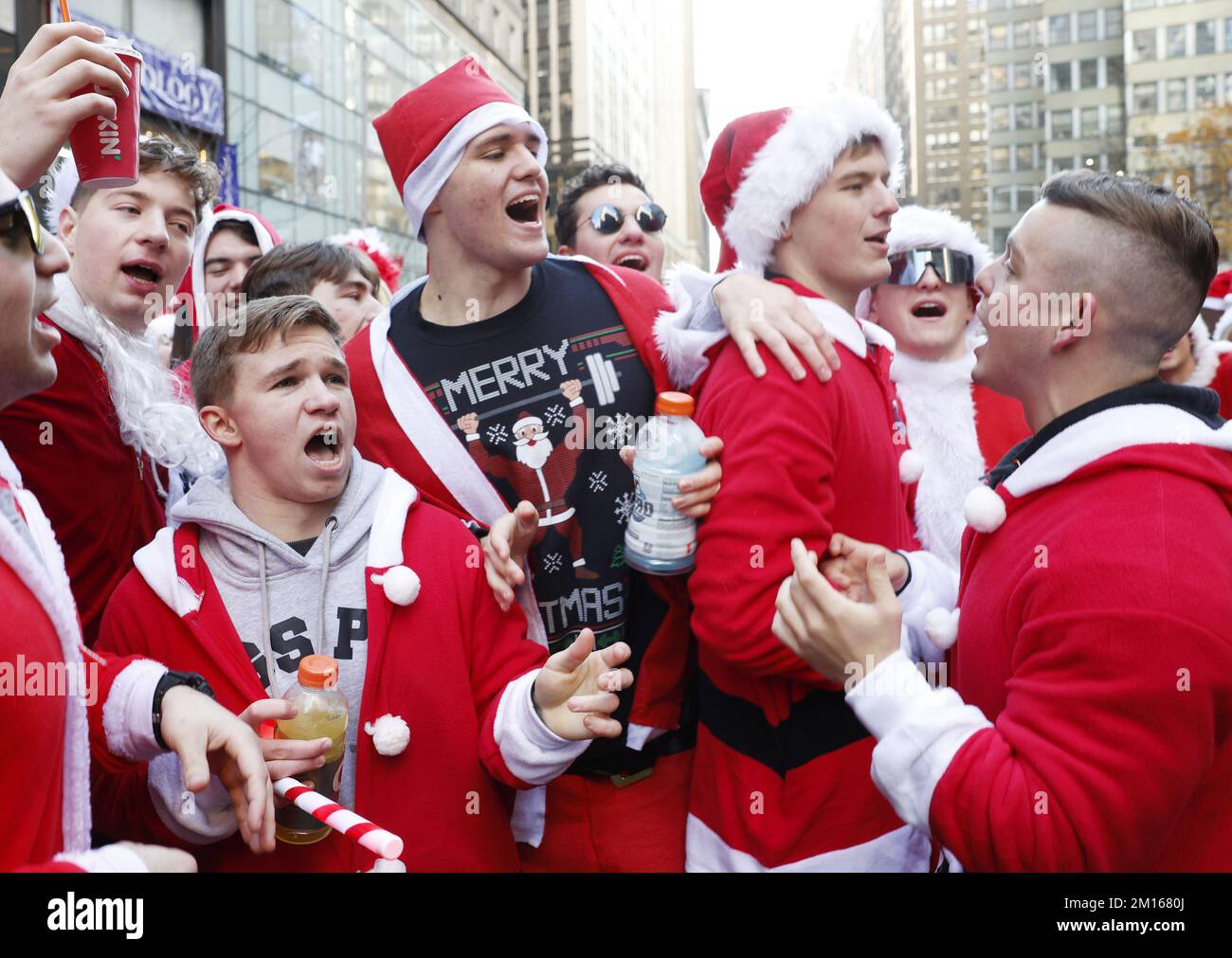 New York, United States. 09th Dec, 2022. People dressed in Santa Claus ...