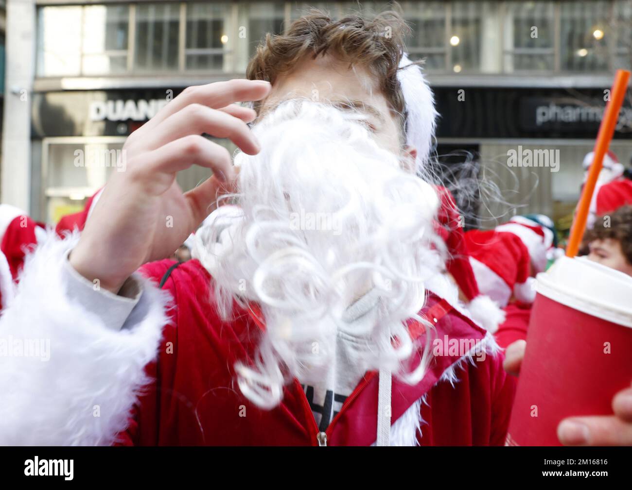 New York, United States. 09th Dec, 2022. People dressed in Santa Claus ...