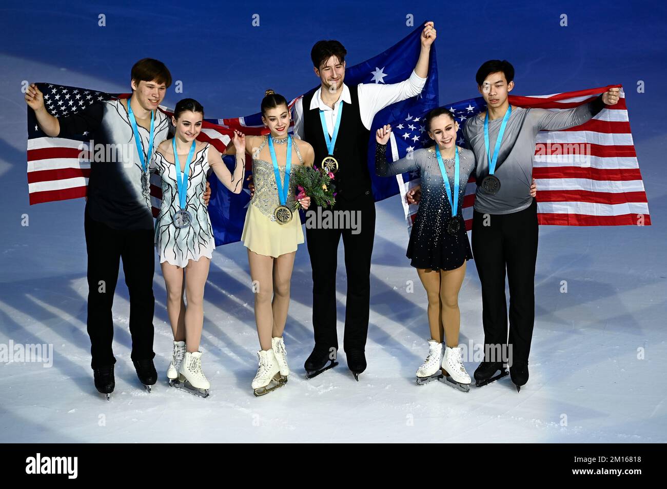 Turin, Italy. 10 December 2022. Sophia Baram, Daniel Tioumentsev ...