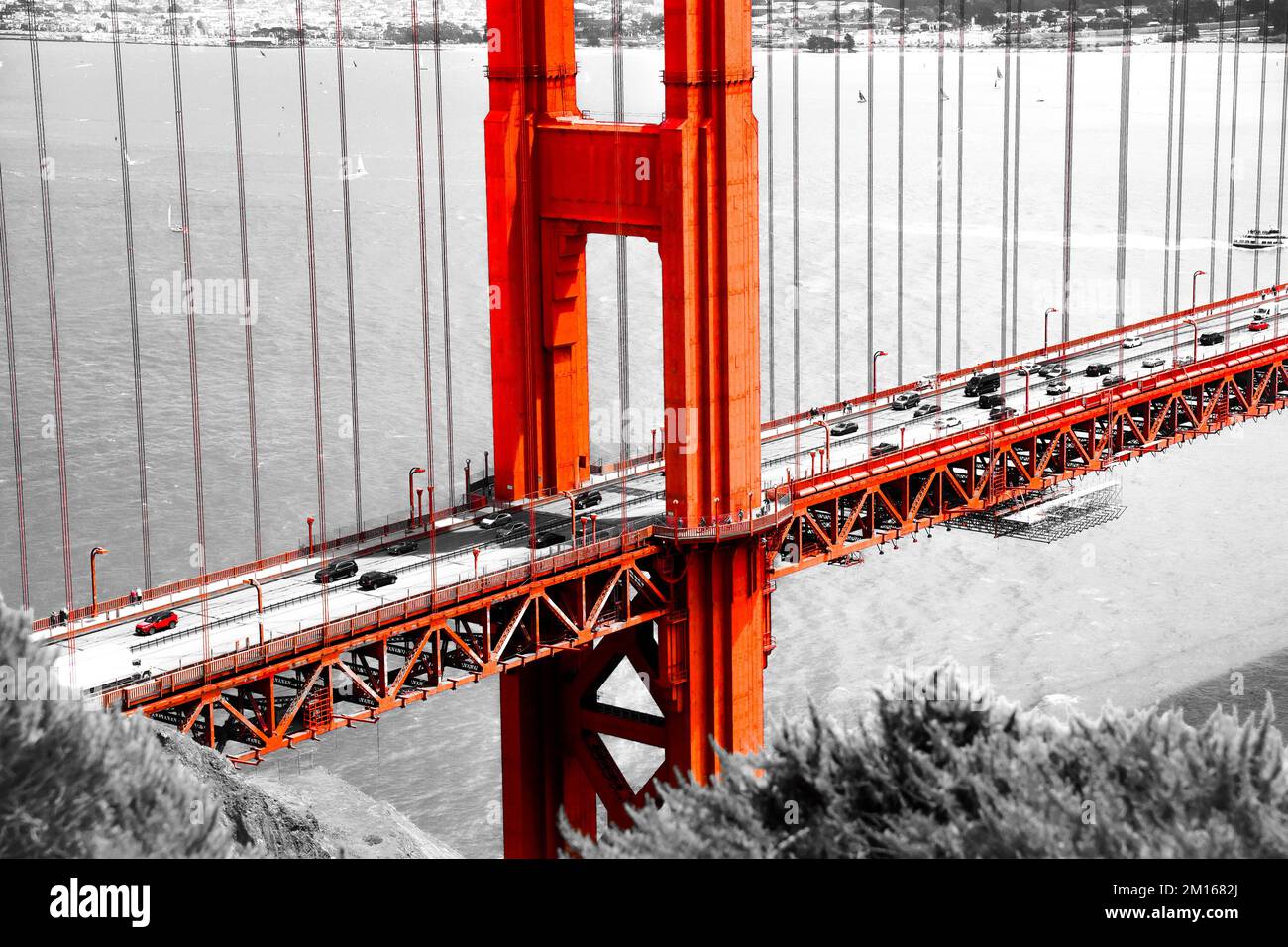Golden Gate bridge, California, USA. A suspension bridge spanning the ...