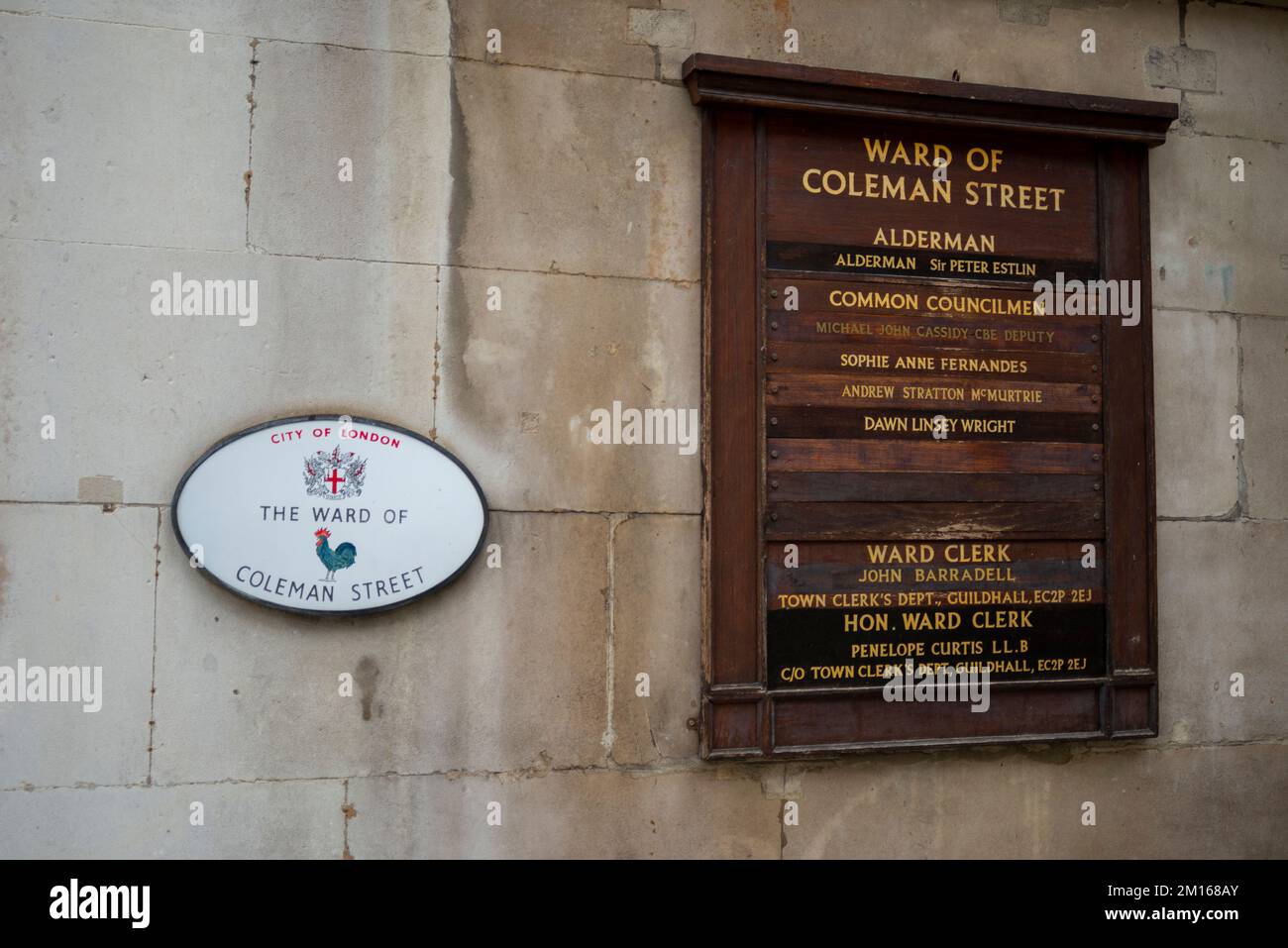 The Ward of Coleman Street in the City of London, UK. Coleman Street ...