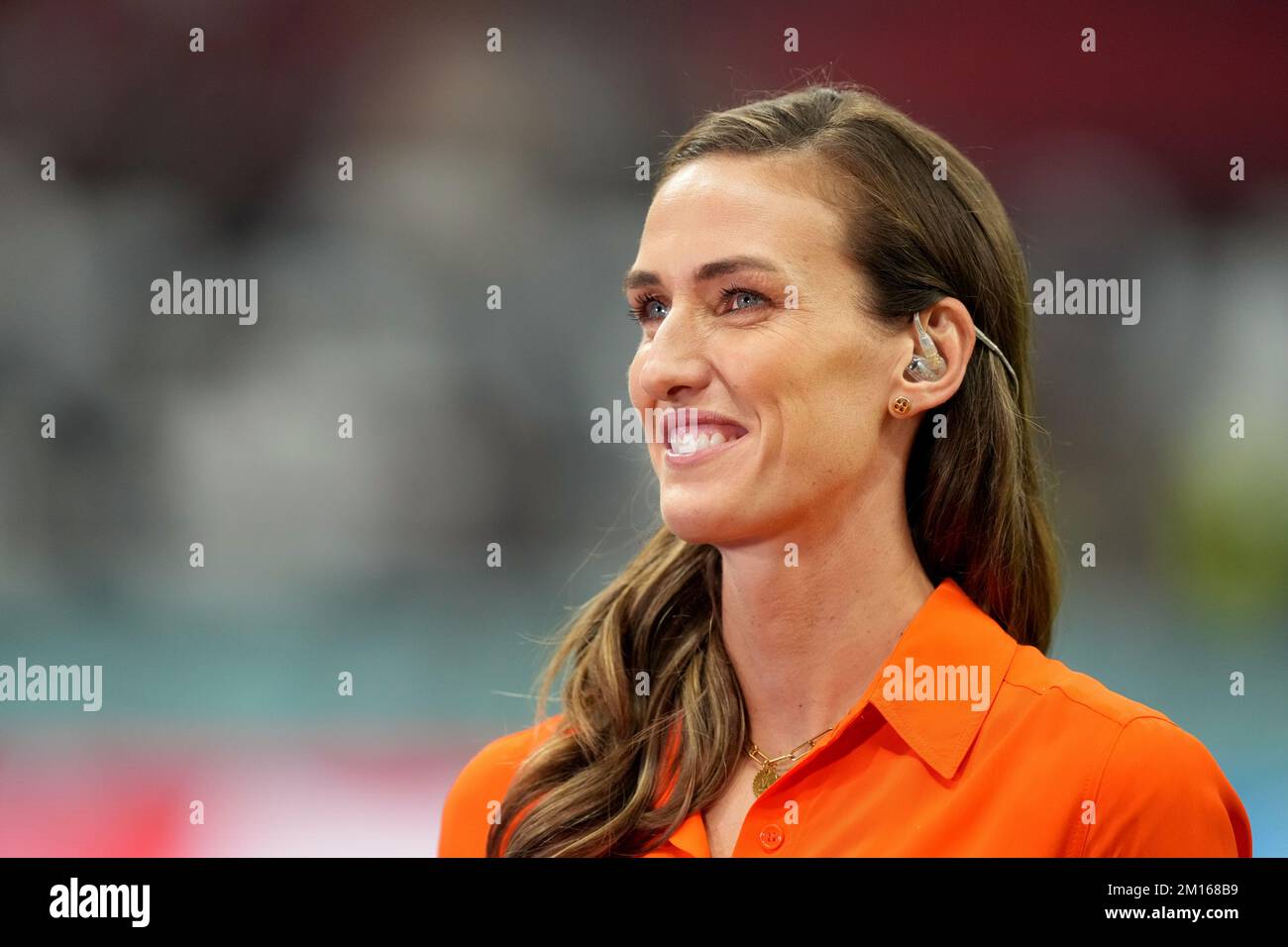 Jill Scott working for ITV Sport before the FIFA World Cup Quarter ...