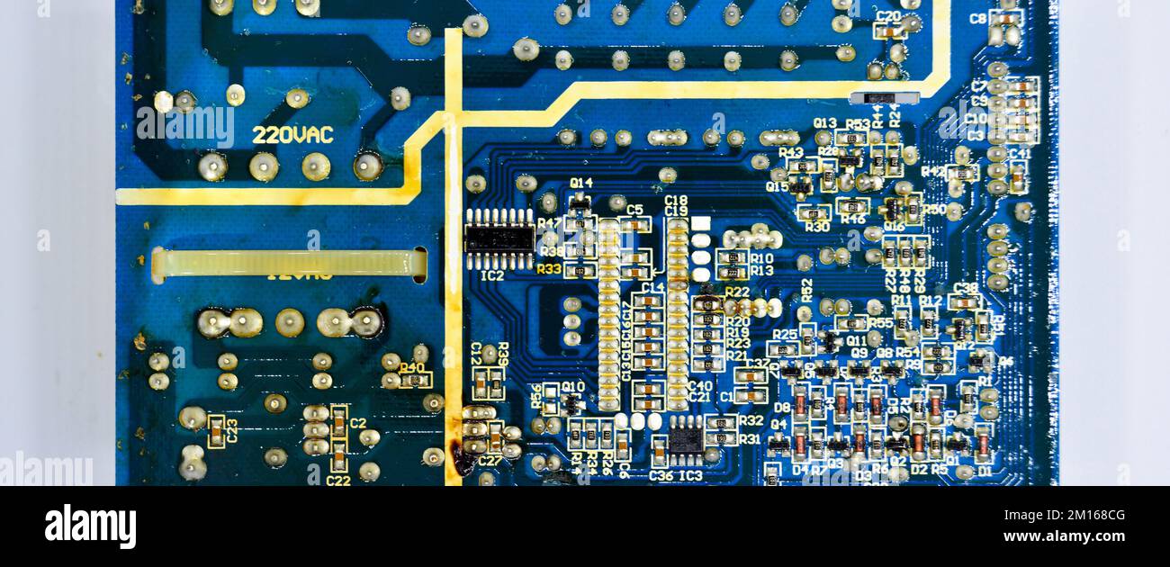 High tech electronic circuit board, isolated on white background Stock ...