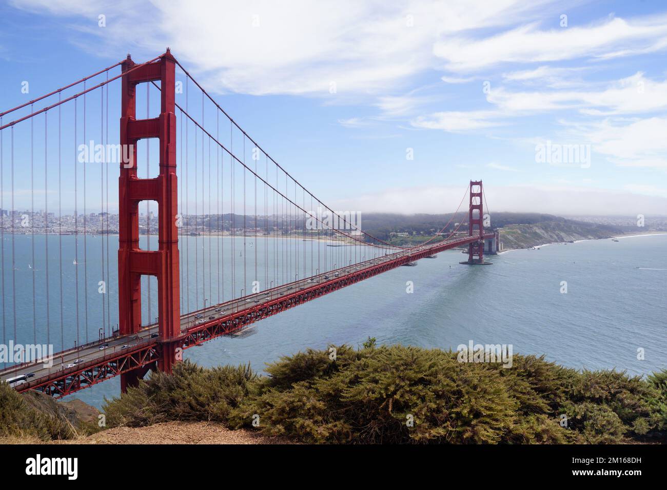 Golden Gate bridge, California, USA. A suspension bridge spanning the ...