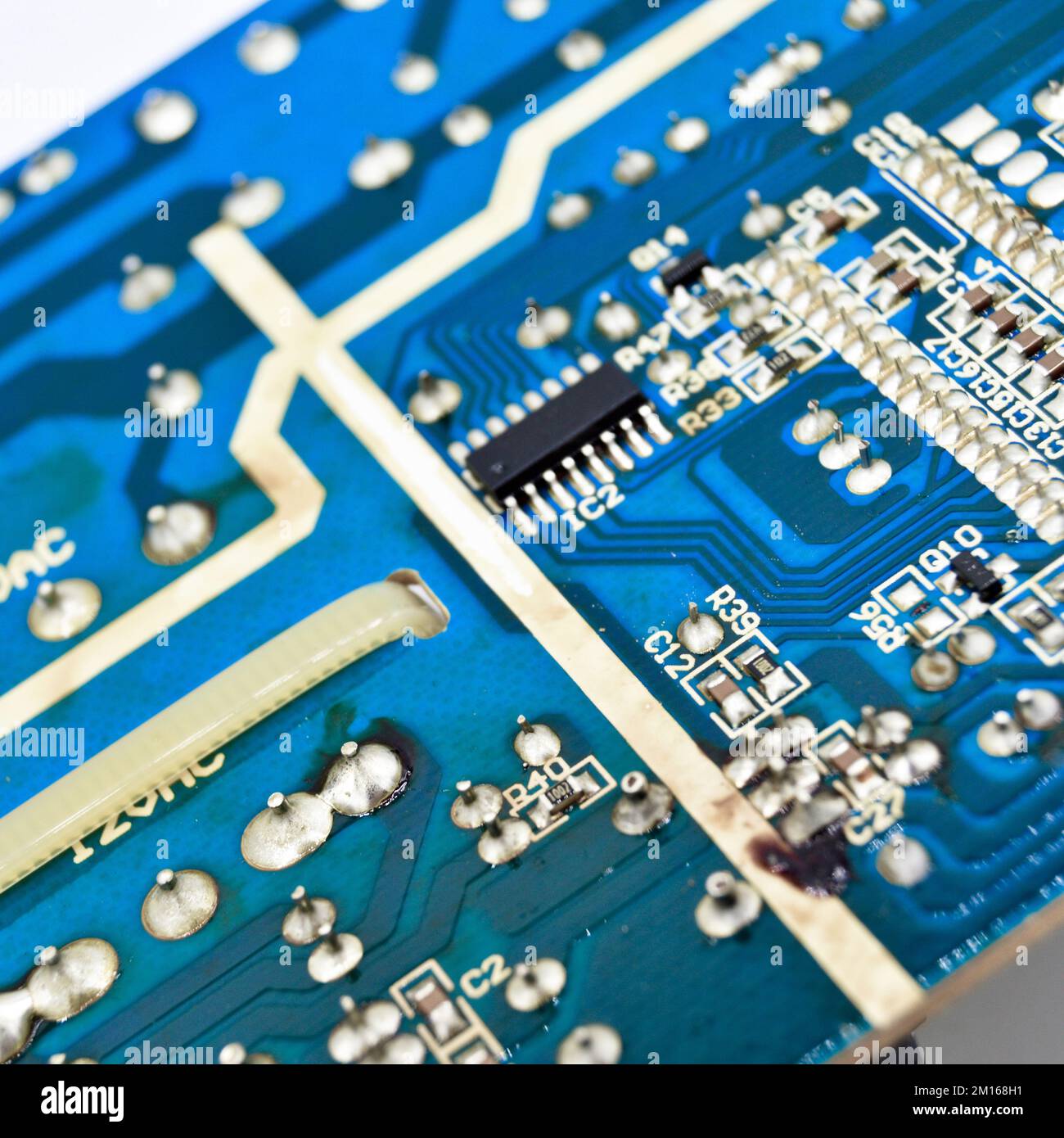 High tech electronic circuit board, isolated on white background Stock ...