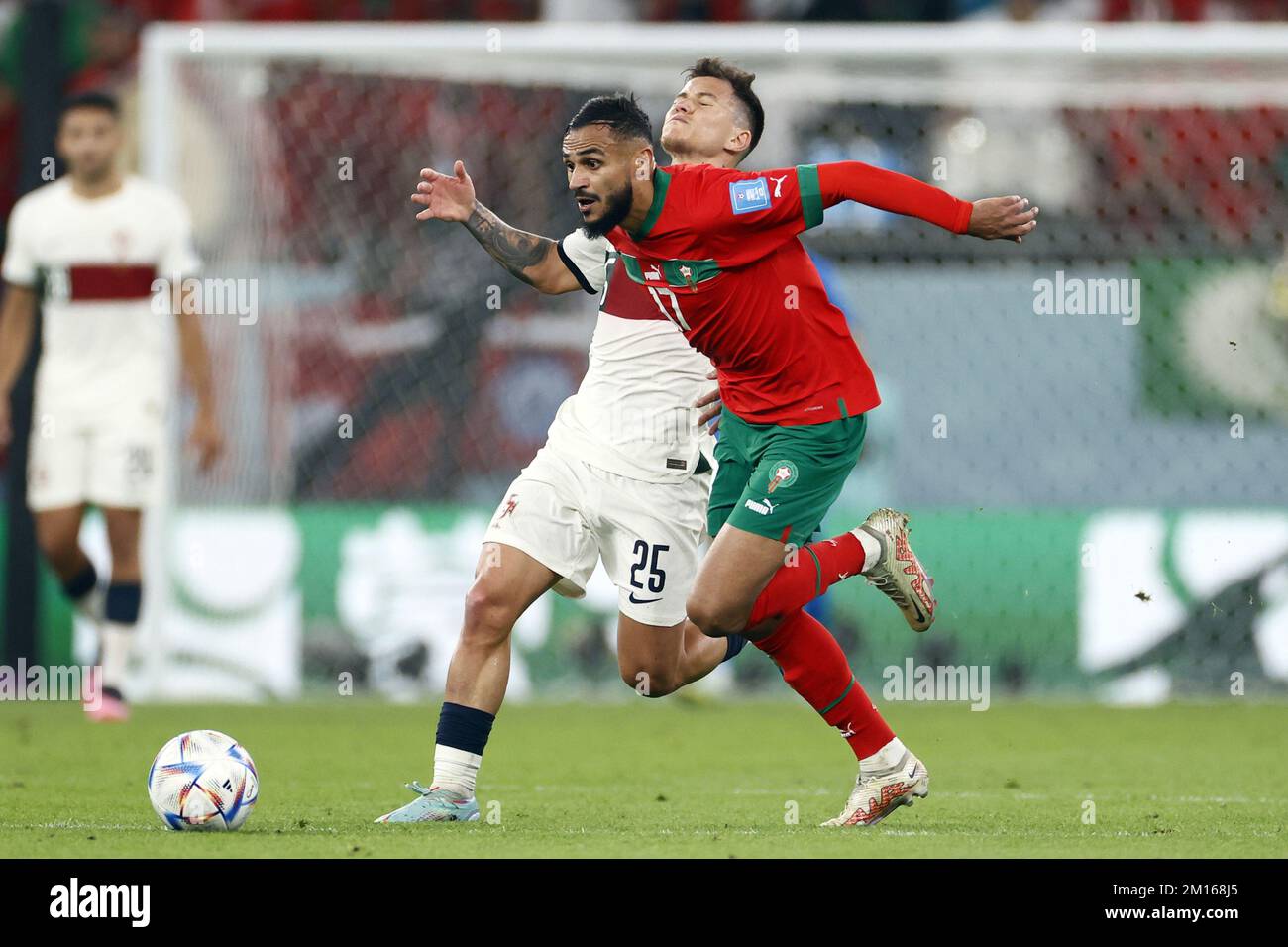 DOHA - Qatar, 10/12/2022,DOHA - (l-r) Sofiane Boufal of Morocco, Otavio of Portugal during the ...