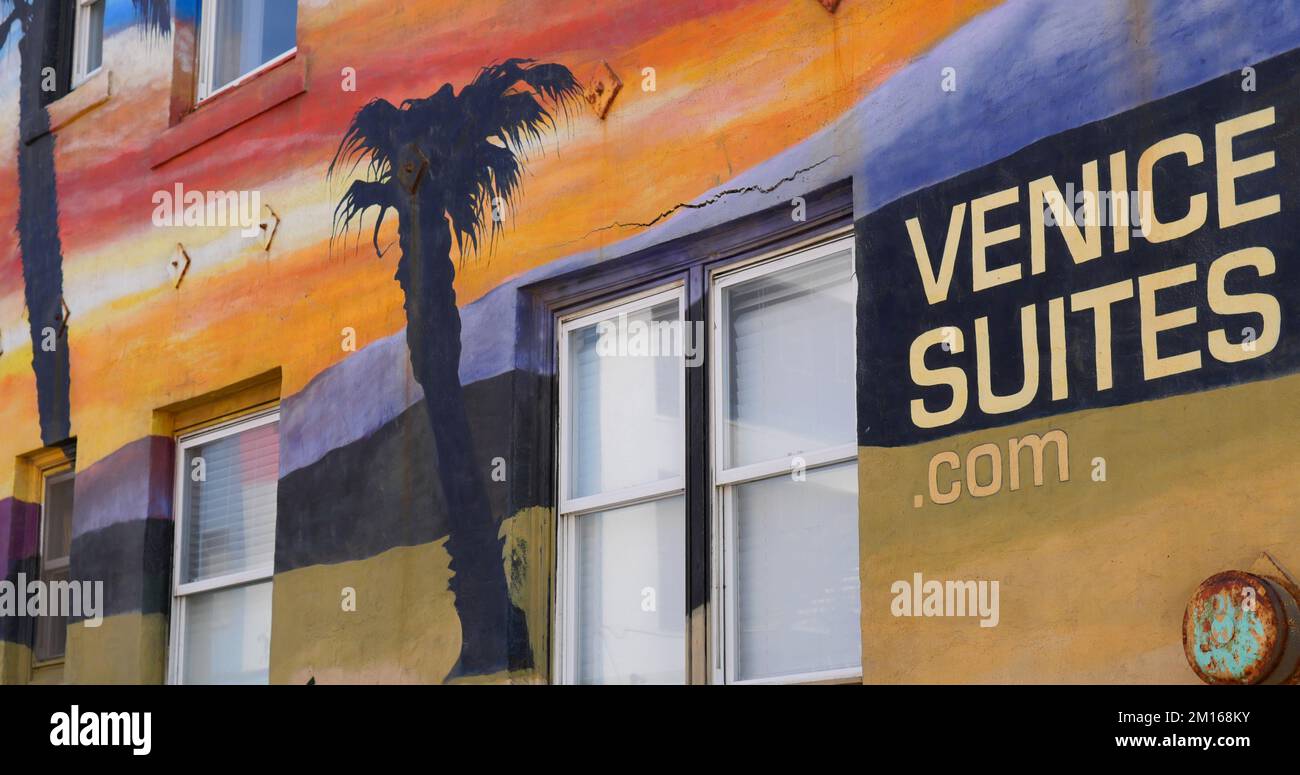 The artful Venice Suites building in Venice Beach, California Stock ...