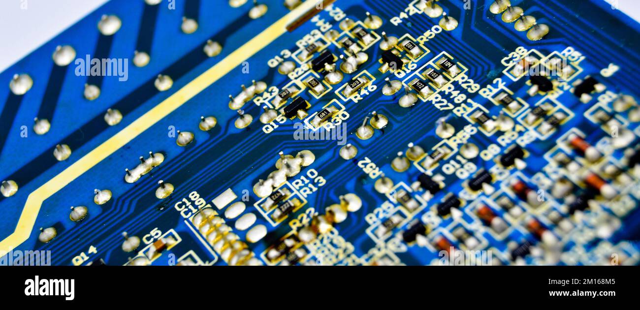 High tech electronic circuit board, isolated on white background Stock ...