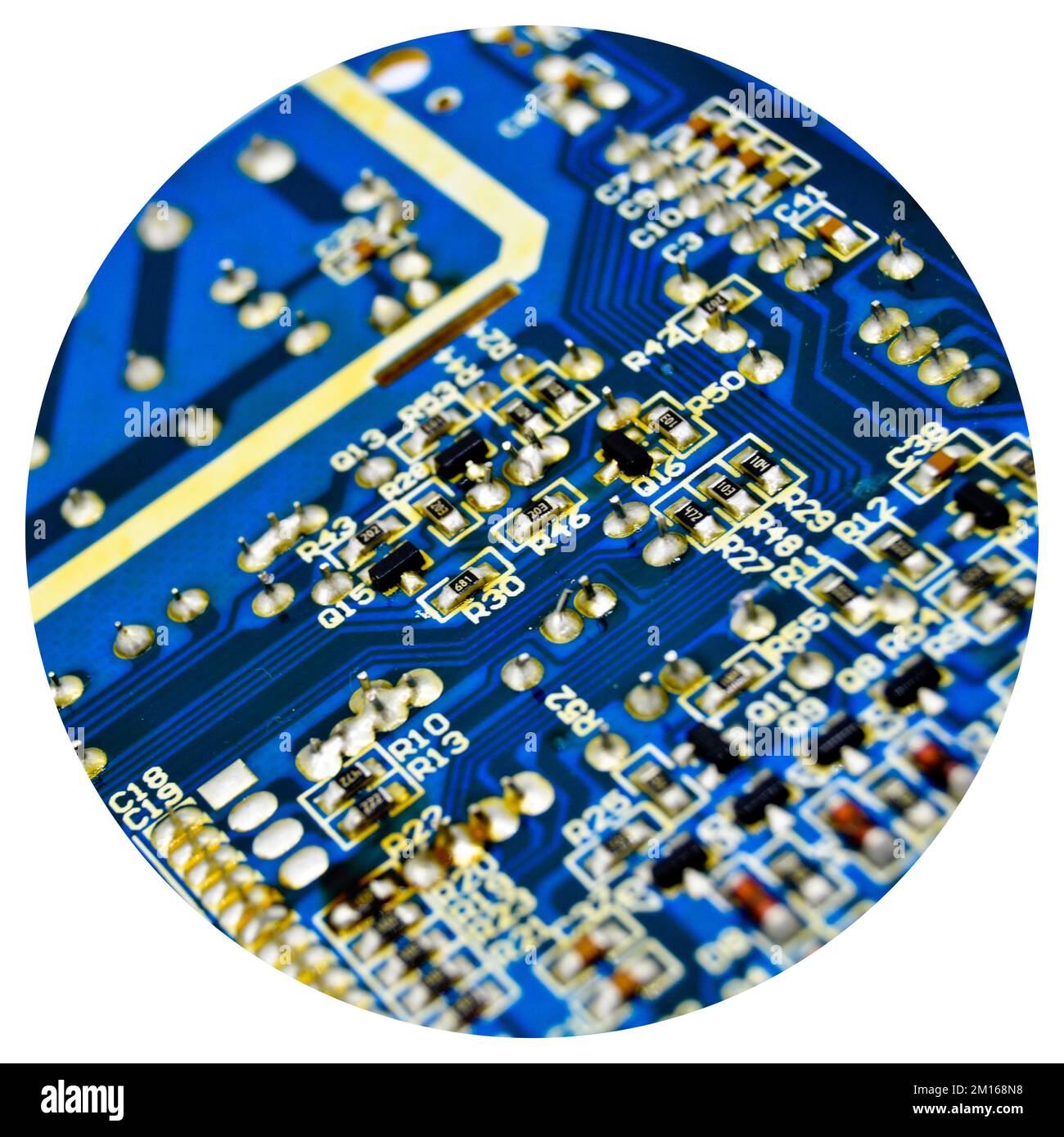 High tech electronic circuit board, isolated on white background Stock ...