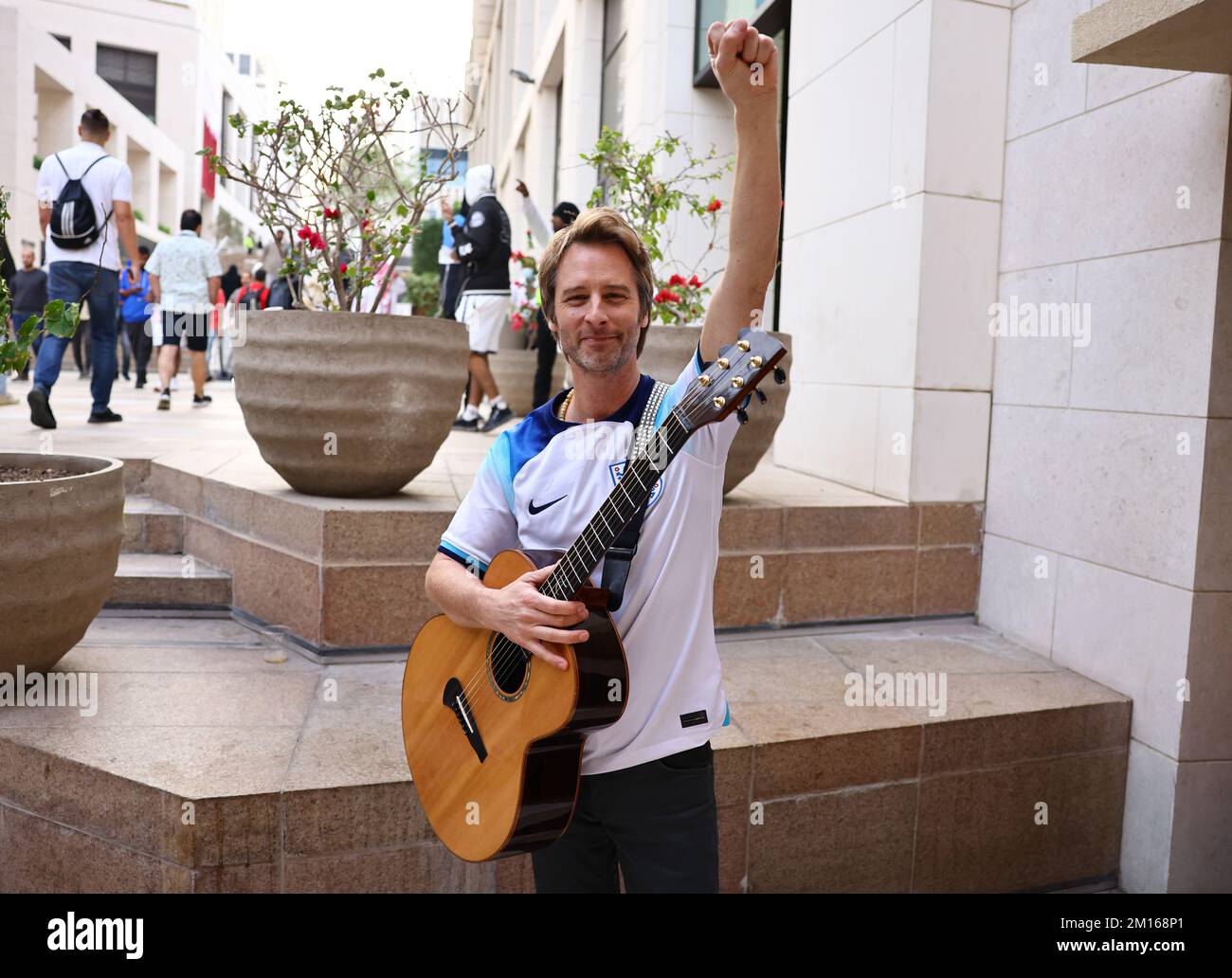 Al Khor, Qatar, 10th December 2022. England fan Chesney Hawkes get ...