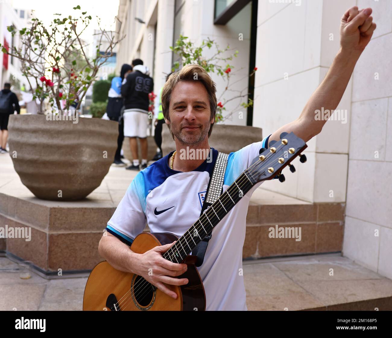 Al Khor, Qatar, 10th December 2022. England fan Chesney Hawkes get ...