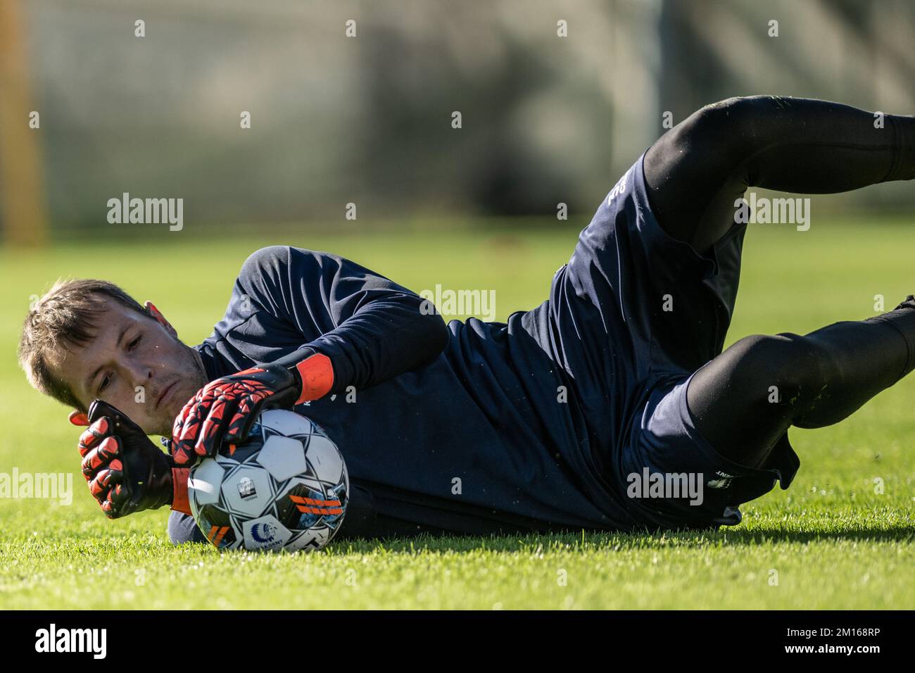 Gent's goalkeeper Davy Roef pictured in action during a training ...