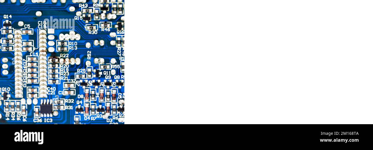 High tech electronic circuit board, detail background shot, banner mock ...