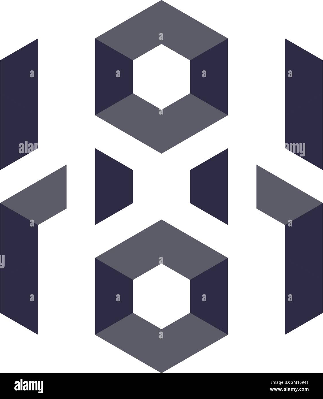 Hexagonal Triangles Logo illusion generative pattern illustration Stock ...