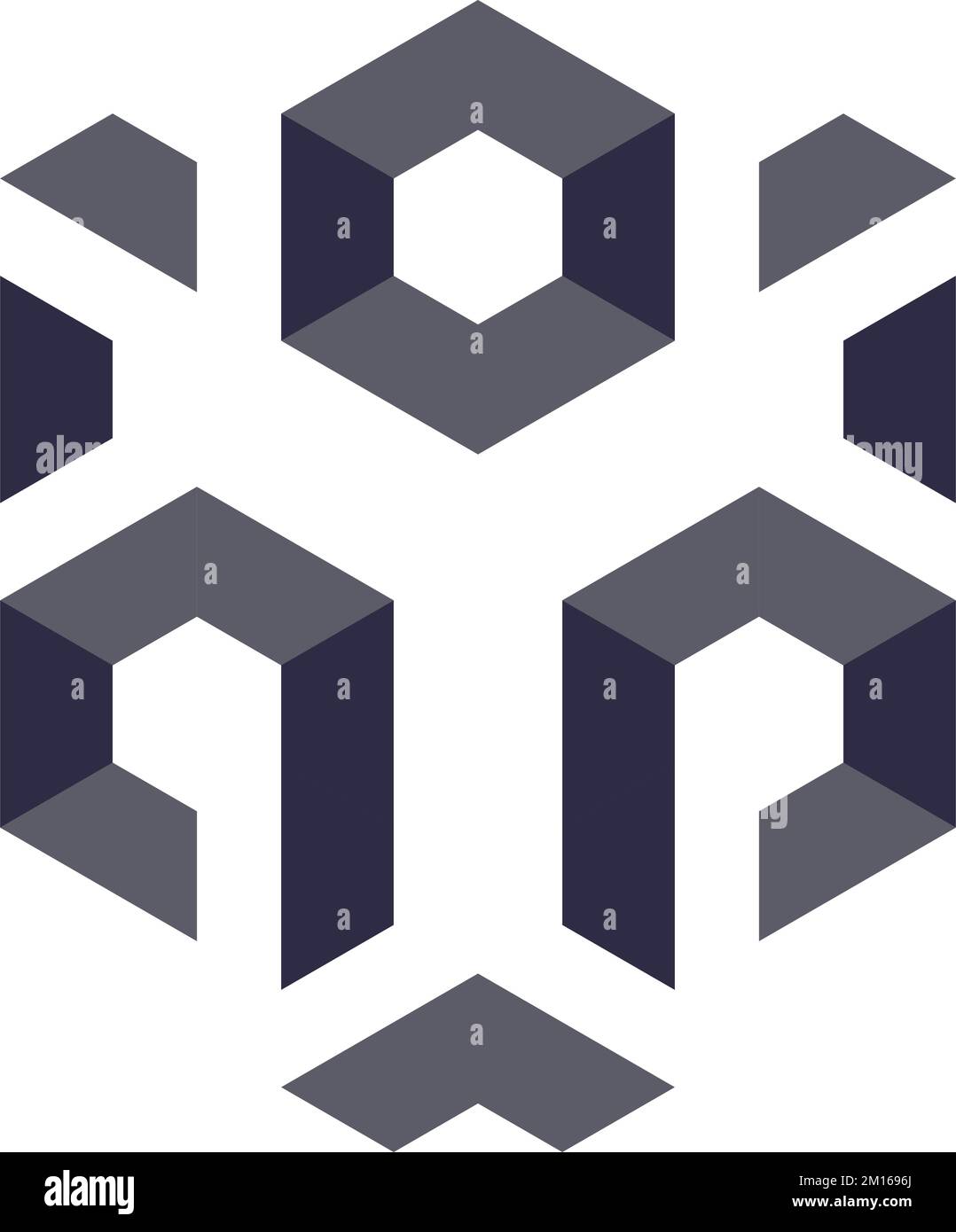 Hexagonal Triangles Logo illusion generative pattern illustration Stock ...