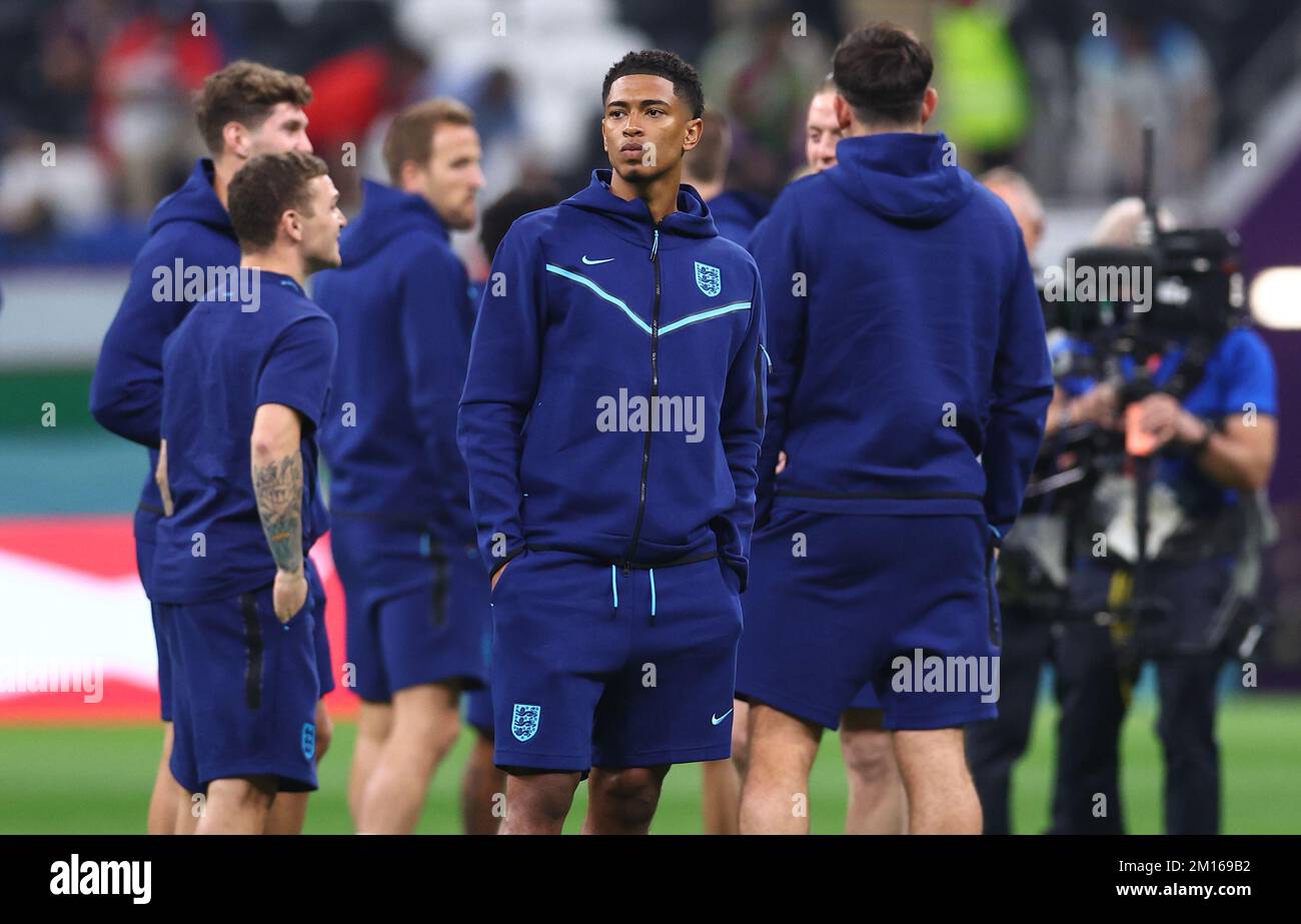 Al Khor, Qatar, 10th December 2022. Jude Bellingham of England looks on ...
