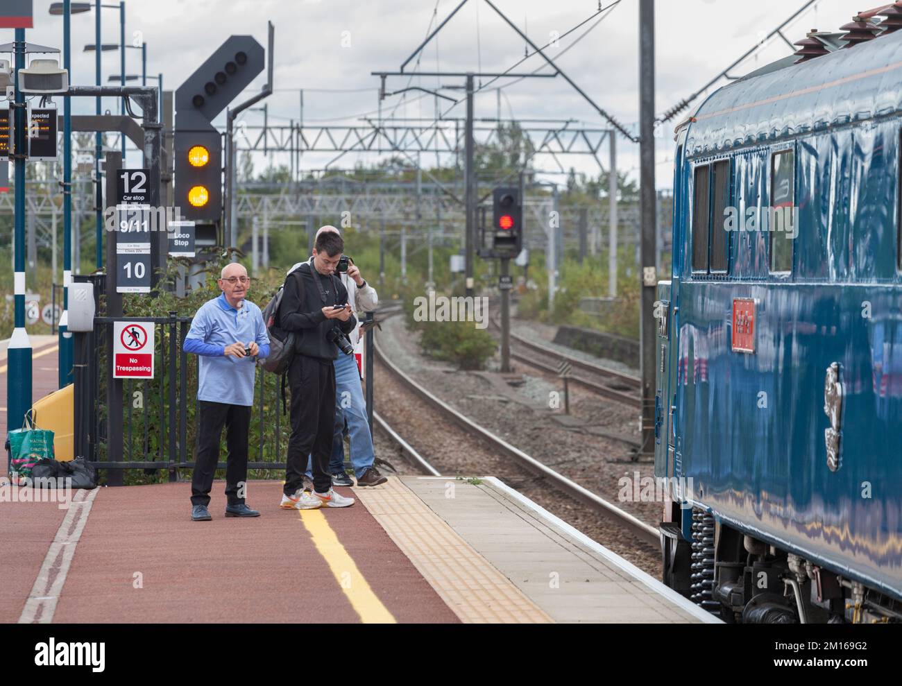 Preserved class 86 electric locomotive 86259 hauling a extra relief ...