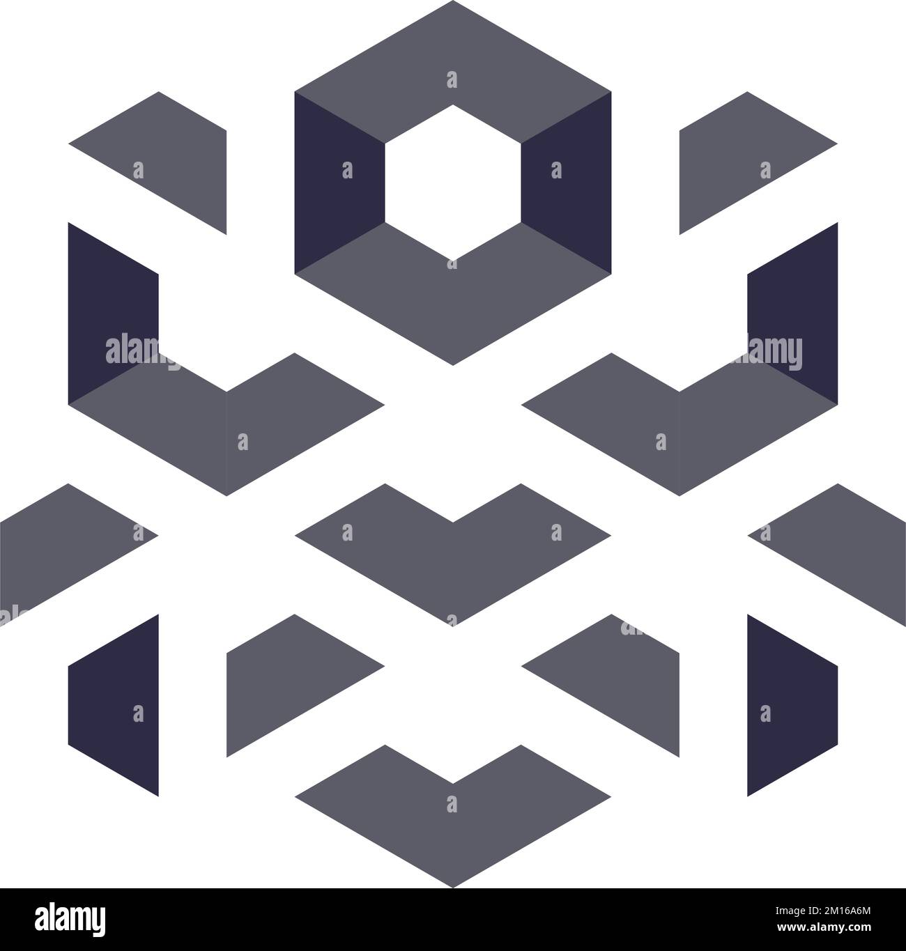 Hexagonal Triangles Logo illusion generative pattern illustration Stock ...