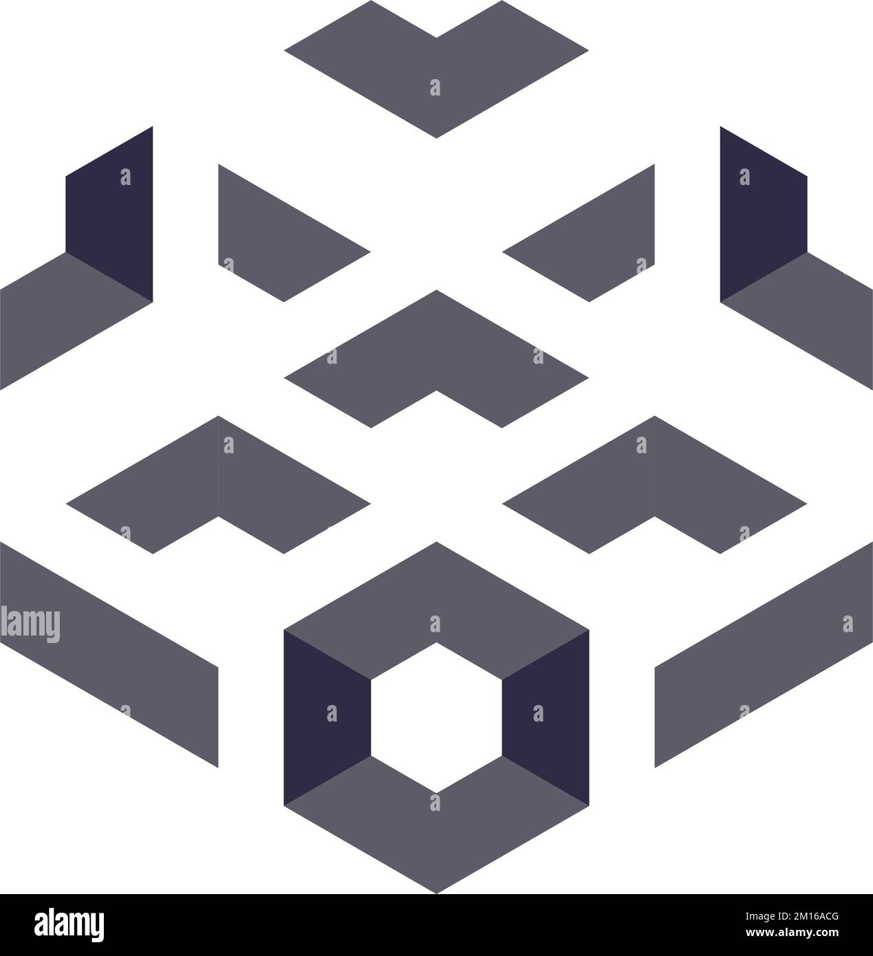 Hexagonal Triangles Logo illusion generative pattern illustration Stock ...