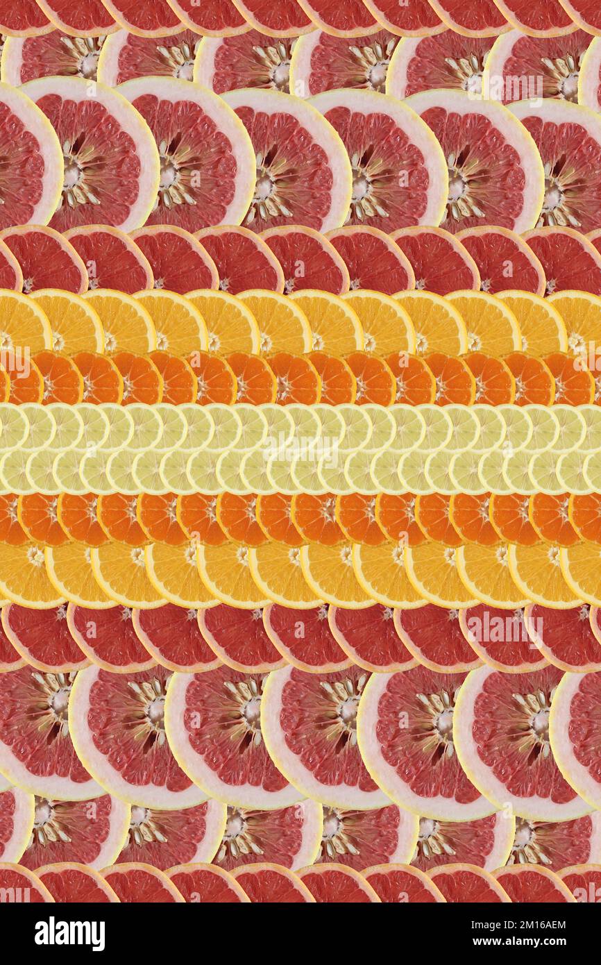 Background made with citrus slices (lemon, tangerine, orange and, grapefruit). Citrus concept ...