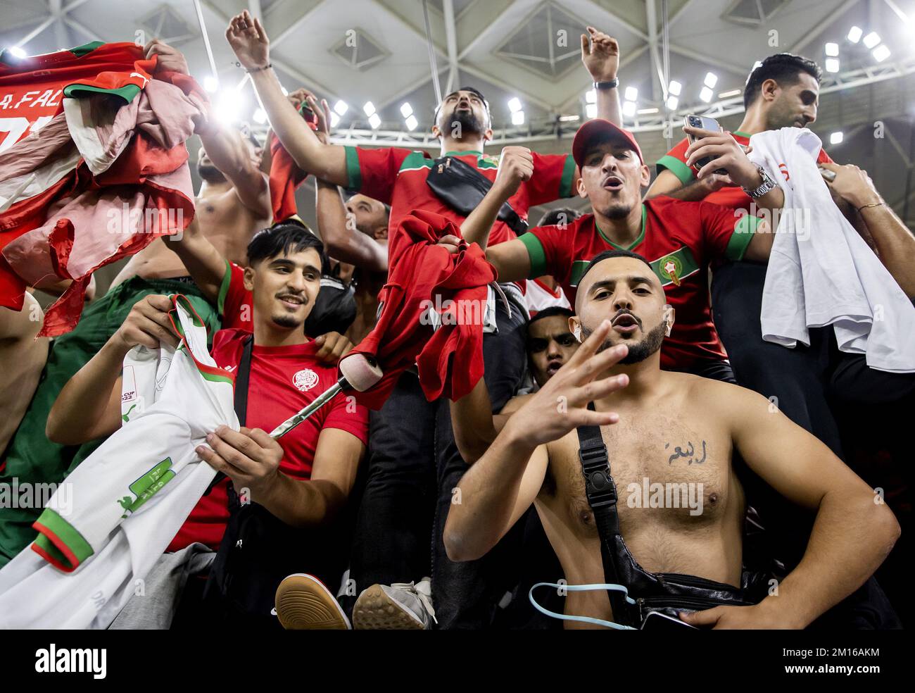 DOHA - Qatar, 10/12/2022,DOHA - Moroccan supporters after the FIFA ...