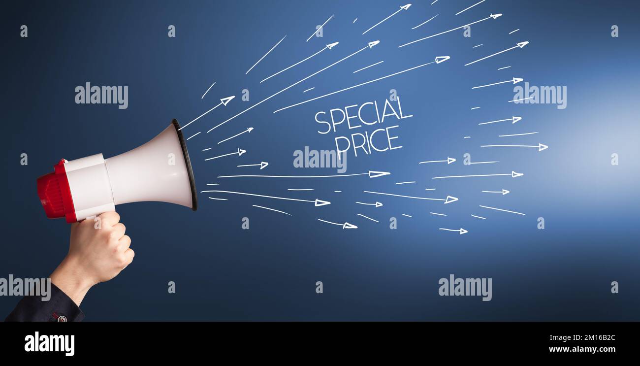 Young girl screaming to megaphone Stock Photo - Alamy