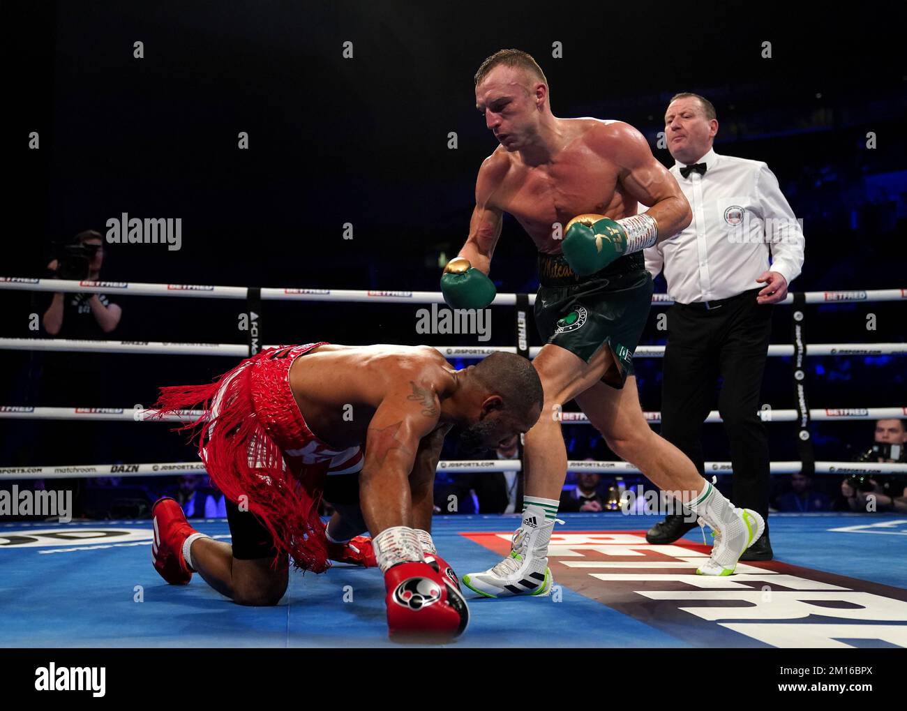 JJ Metcalf knocks down Courtney Pennington at the First Direct Arena ...