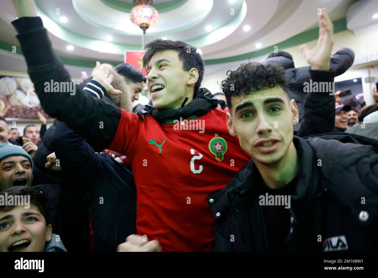 Dortmund Germany 10th Dec 2022 Moroccan Fans Celebrate Their Teams