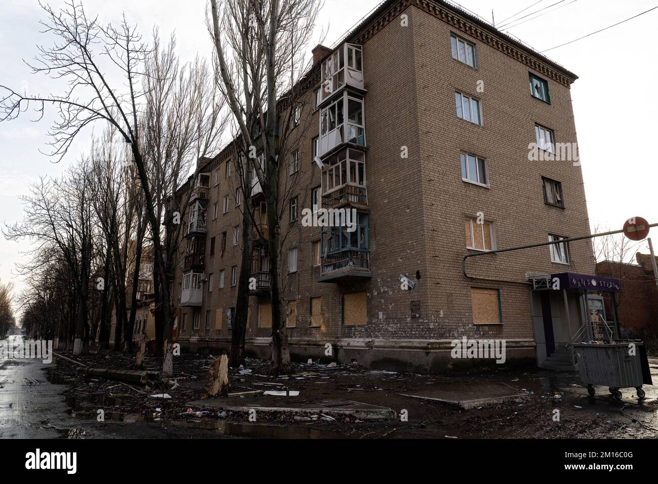 Destroyed building seen in the city of Bakhmut. The city of Bakhmut, in ...