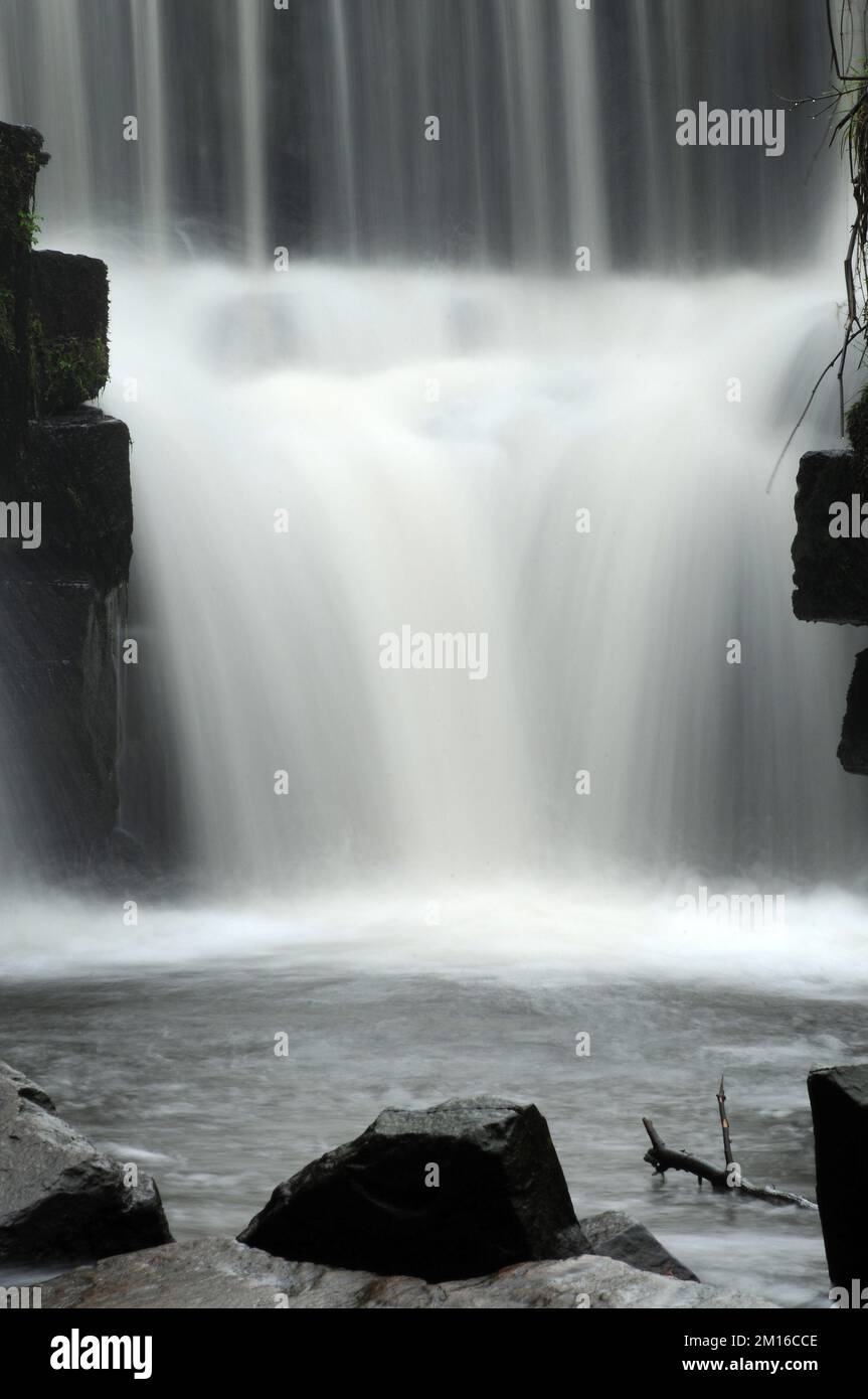 The man-made Penllergaer Waterfall. A drop of around 10 feet ...