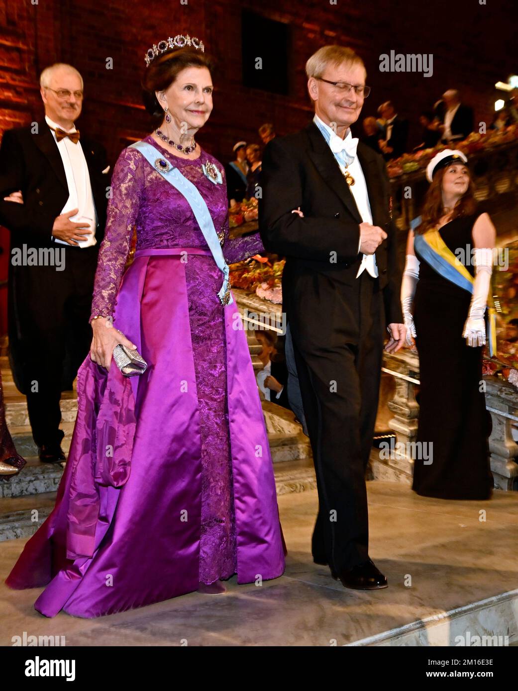 Queen Silvia and Carl-Henrik Heldin, chairman of the Nobel Foundation ...