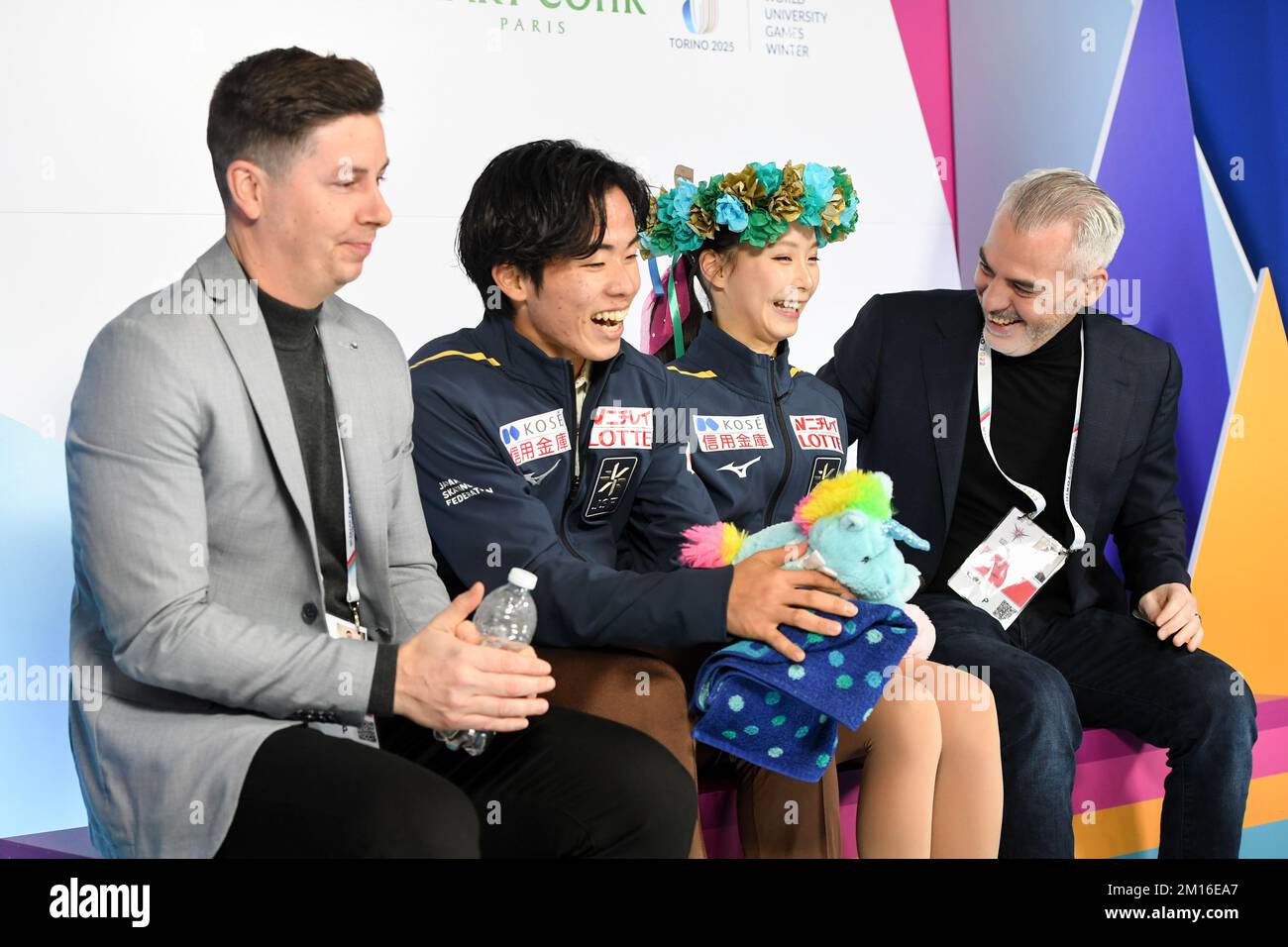 Haruna MURAKAMI & Sumitada MORIGUCHI (JPN), at Kiss & Cry, during ...