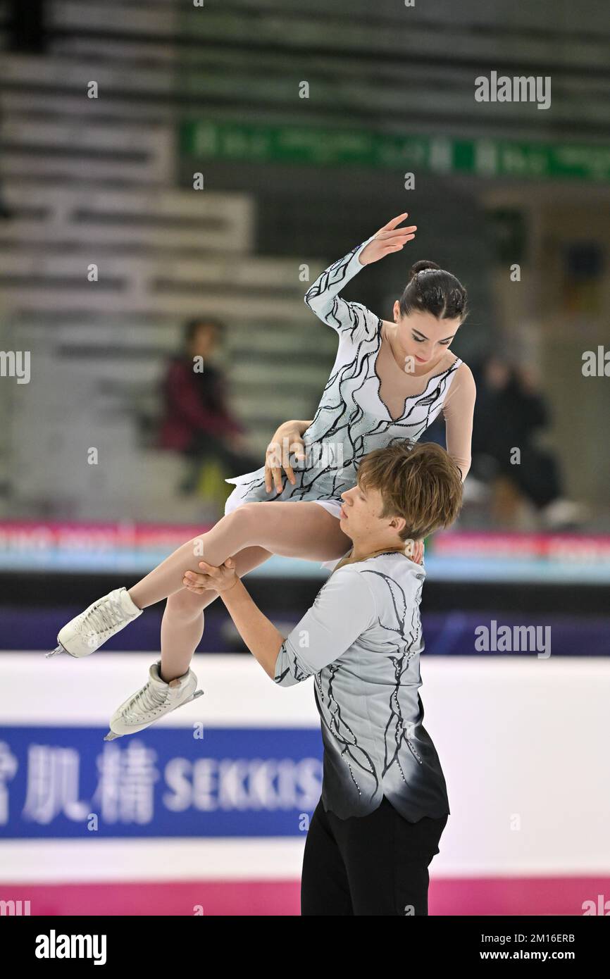 Sophia BARAM & Daniel TIOUMENTSEV (USA), during Junior Pairs Free ...