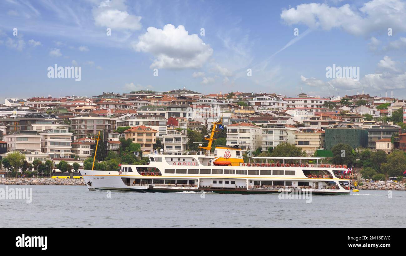 Istanbul, Turkey - August 25, 2022: Modern ferry boat sailing in ...