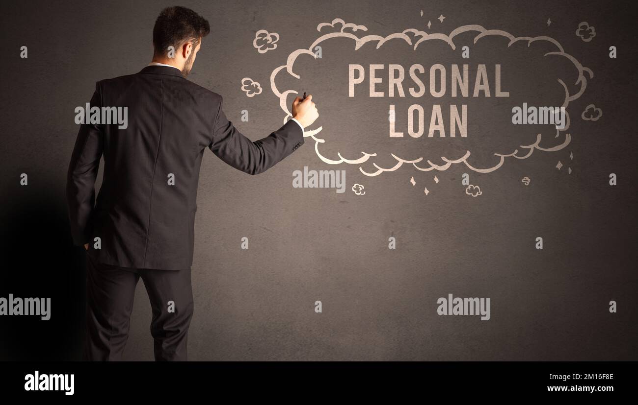 businessman drawing a cloud with inscription Stock Photo - Alamy