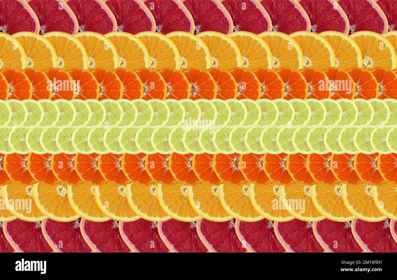 Background made with citrus slices (lemon, tangerine, orange and, grapefruit). Citrus concept ...