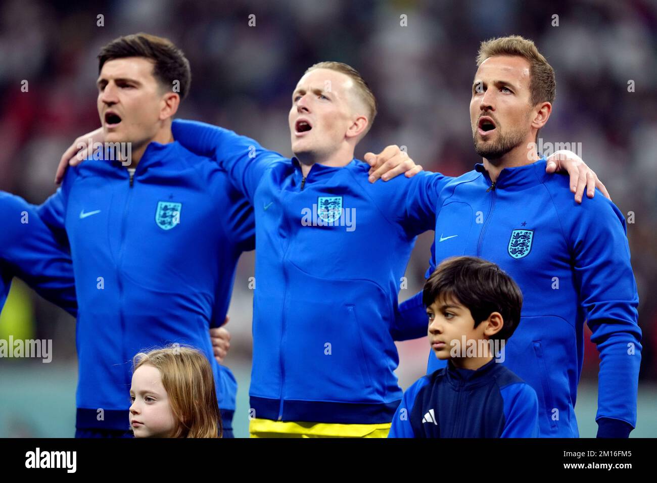 England's Harry Kane, (right) goalkeeper Jordan Pickford and Harry ...