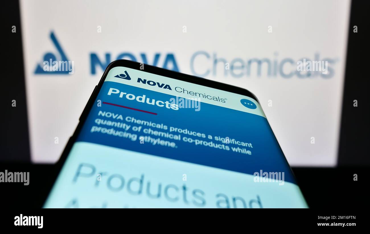 Smartphone with webpage of Canadian company NOVA Chemicals Corporation ...
