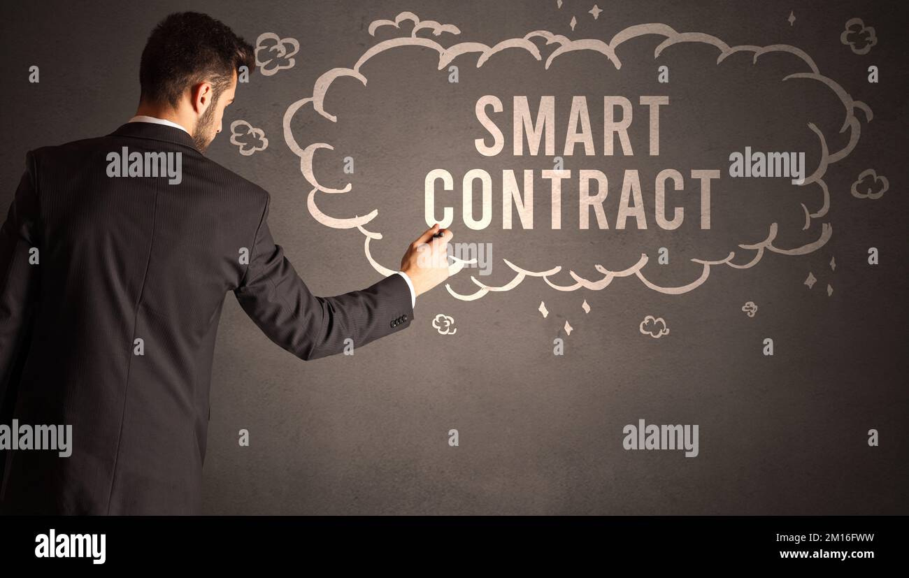 businessman drawing a cloud with inscription Stock Photo - Alamy