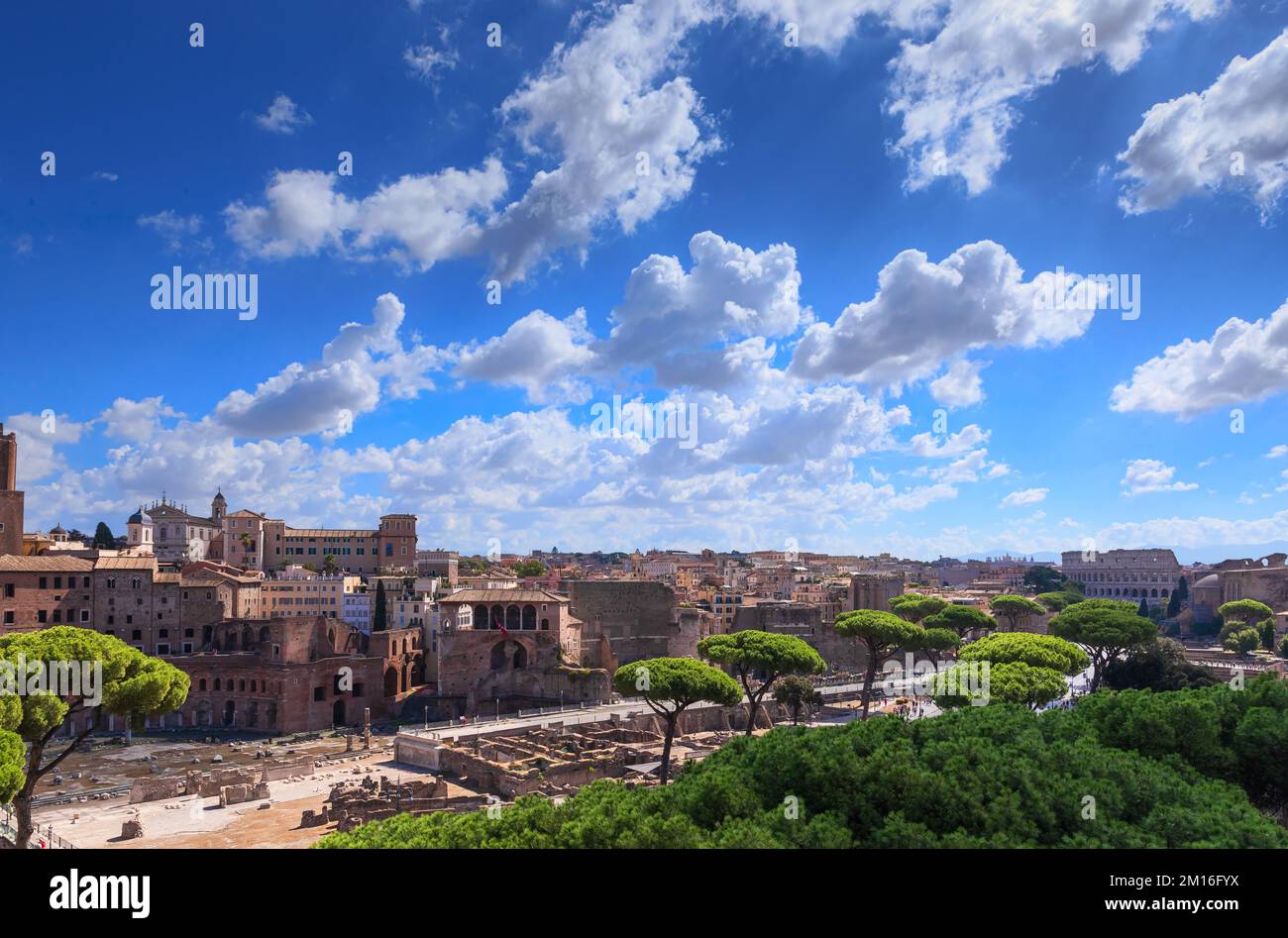 Cityscape of Rome from Vittoriano: Imperial Forum, Roman Forum and ...