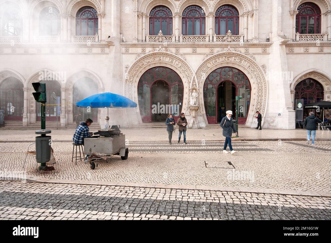 Chestnut peddler in front of the Rossio railway station (by Jose Luis ...