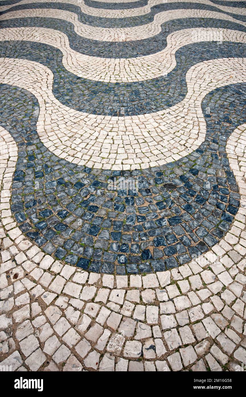 Wave pattern of cobblestone pavement in Praca Dom Pedro IV (Rossio ...