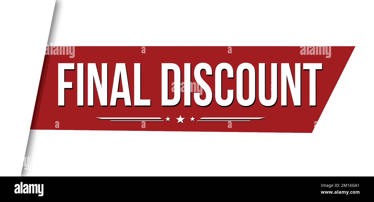 Final discount ribbon or banner design on white background, vector ...