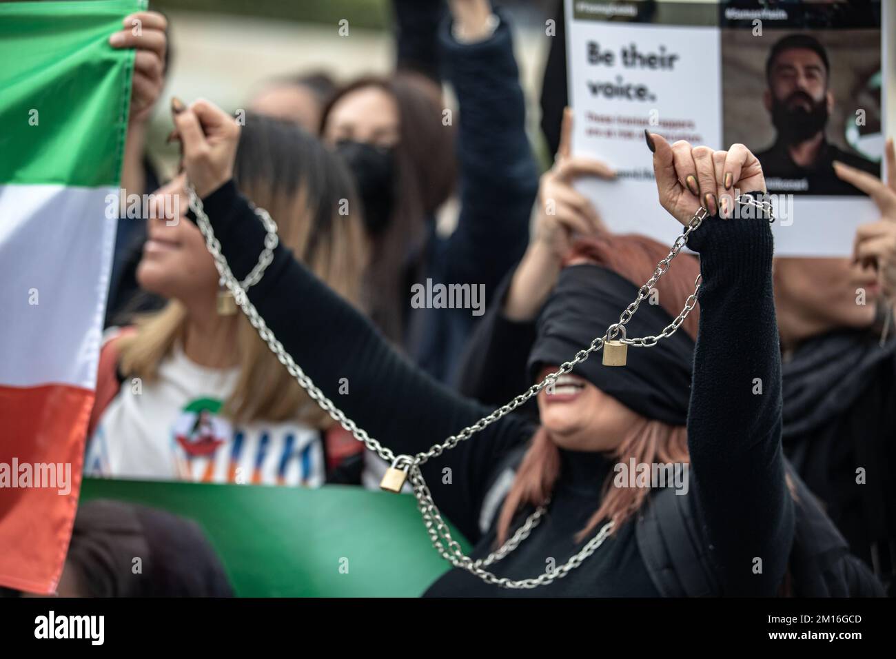 Istanbul, Turkey. 10th Dec, 2022. A protester covered her face with ...