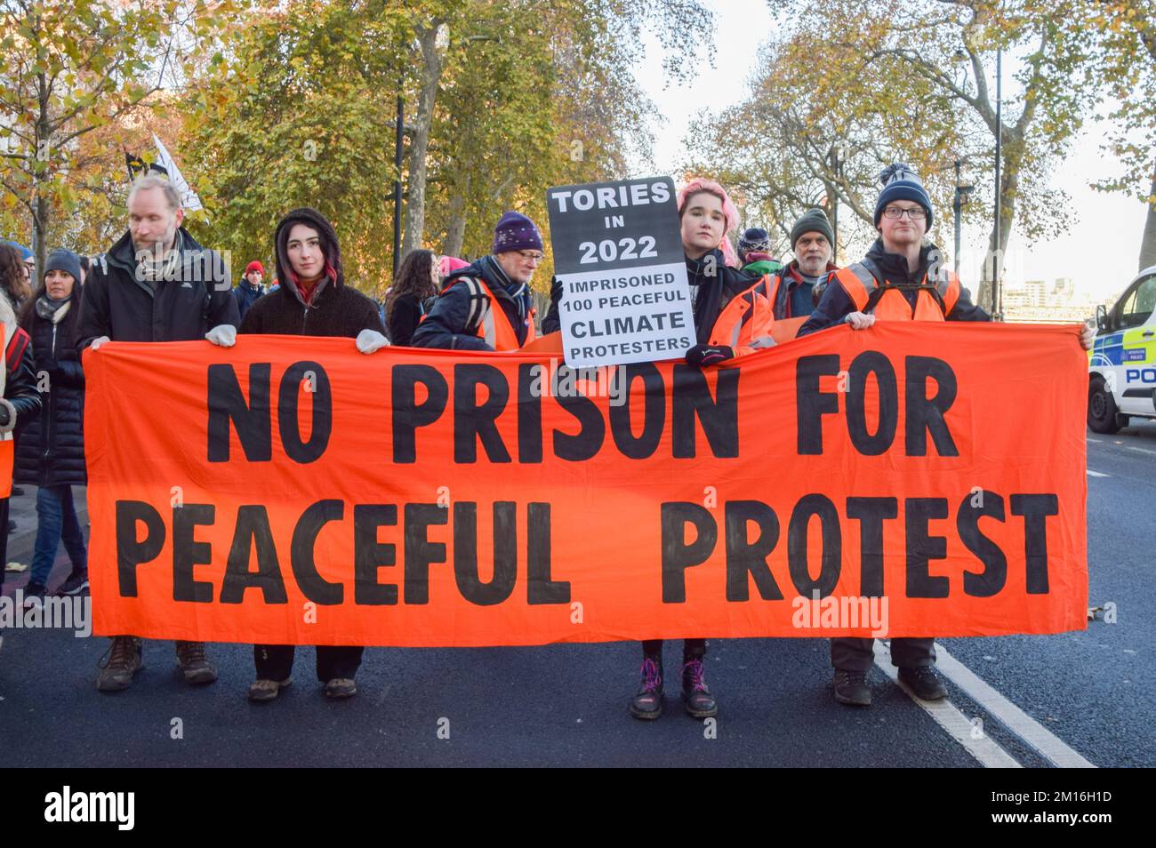 London, England, UK. 10th Dec, 2022. Protesters, including activist ...